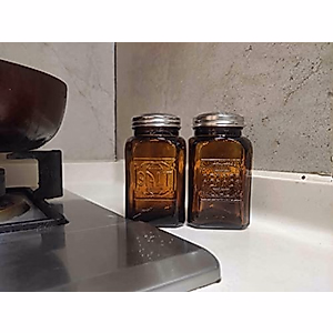 Ritadeshop Depression Style Glass Salt and Pepper Shakers (Amber), 2.35*2.35*4.5 inches