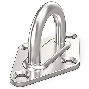 4 Pcs 2.3 Inch 304 Stainless Steel Pad Eye Plate Hook with Screws for Suspension, Ceiling Hooks, Marine Application Hook