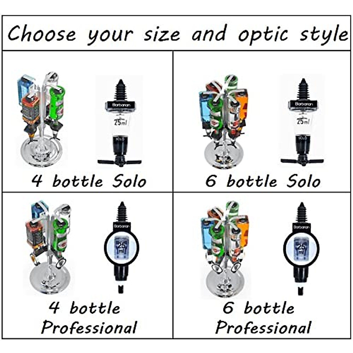 Barbarian 4/6 Bottle Rotary Liquor Dispenser For Home Bar - Bar Butler Shot Measure Bracket Alcohol Wine Upside Down Drink Jigger Optics Man cave