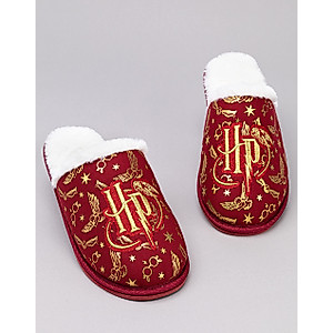 Harry Potter Slippers Womens Ladies Slim Fit Fluffy Red House Shoes