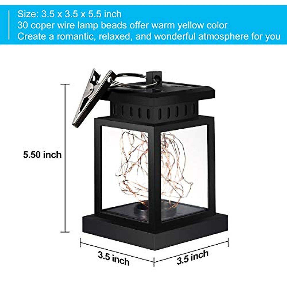 Homeyearn Hanging Solar Lights Outdoor 30 LED Warm Solar Fairy Lights Waterproof Solar Lanterns Decor for Garden Yard Patio Umbrella Tree (4 Pack)