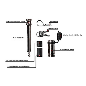 Bulletproof Stainless Steel Trailer Hitch Locking Pin with Weather Resistant Rubber Cap, 5/8” Diameter, Universal Fit, & Compatible with Class 1, 2, 3, 4, & 5 Hitches
