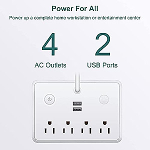 Desk Lamp Surge Protector,Desk Light with 2 USB Charging Port and 4 AC Power Outlet,3 Lighting Modes,USB Wall Charger & Mobile Phone Holder,Multi Plug Outlets for College Dorm Room, Home and Cruise