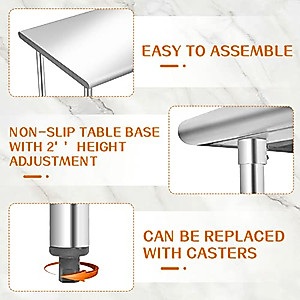 HOCCOT Stainless Steel Table for Prep & Work 24" X 36" inches with Adjustable Shelf, Commercial Workstations, Utility Table in Kitchen Garage Laundry Room Outdoor BBQ