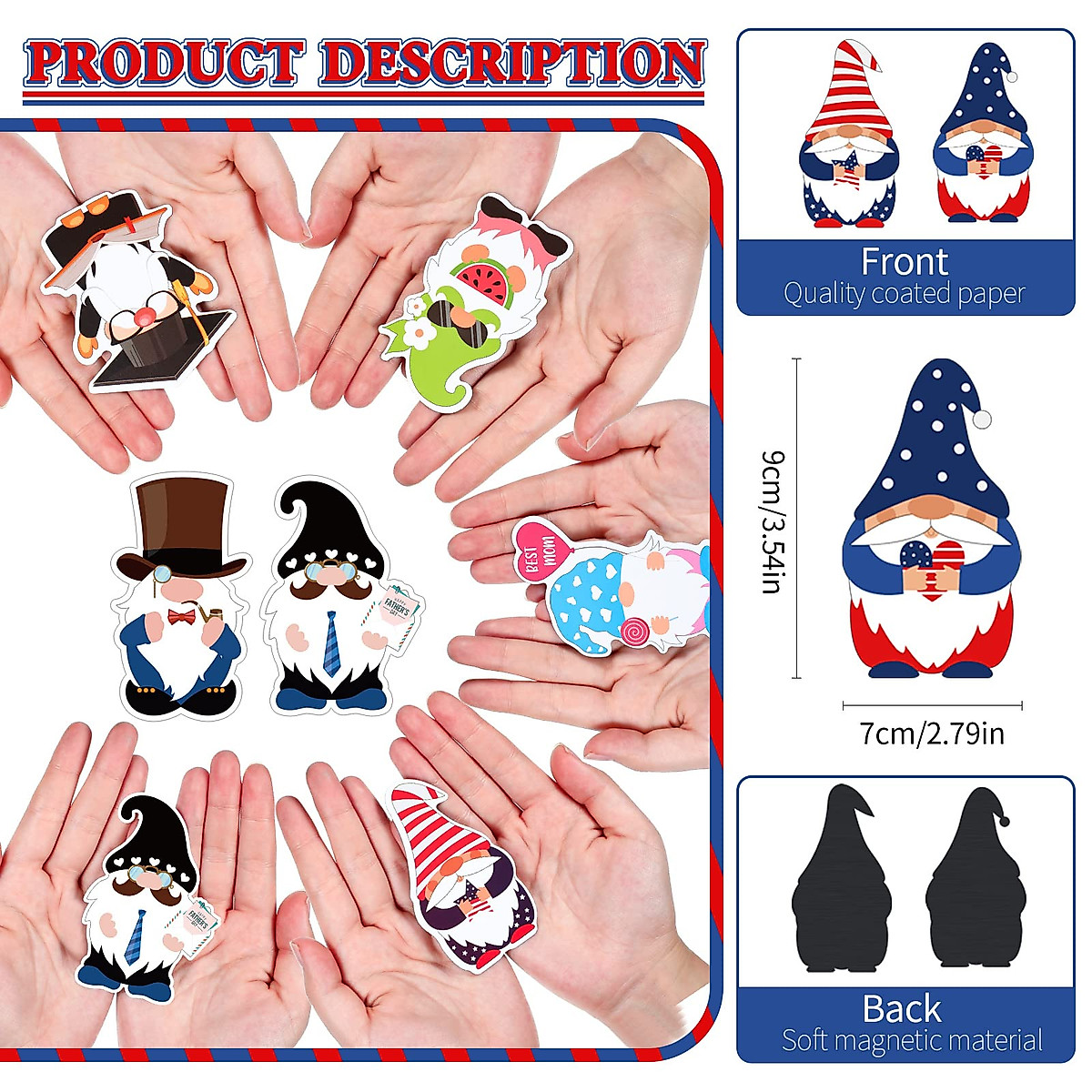 Xuhal 27 Pcs Holiday Magnets Seasonal Gnome Fridge Magnet Easter Patriotic Gnome Locker Decorations Graduation Kitchen Magnets for Refrigerator Magnetic Gnome Stickers for Garage Door Dishwasher Car