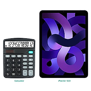 Calculator HIHUHEN 12 Digit Desk Calculator Large Buttons Solar Desktop Calculator for School Home Office - Battery Included (1 x UK837)