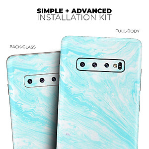 DesignSkinz Bright Blue Textured Marble Protective Vinyl Decal Wrap Skin Cover Compatible with The Samsung Galaxy S20 (Screen Trim & Back Glass Skin)