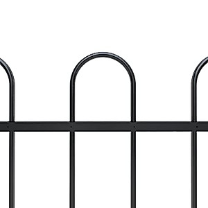 Garden Fence,Decorative Garden Fence, Security Palisade Fence,Practical Barrier Wall,Landscape Boundary Fence,Fencing for Yard,with Hoop Top,Steel 22.3' Black