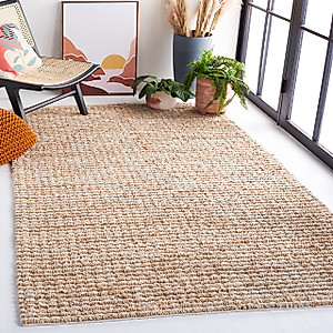 Safavieh Natural Fiber Collection Area Rug - 5' x 8', Natural & Ivory, Handmade Farmhouse Jute, Ideal for High Traffic Areas in Living Room, Bedroom (NF750B)
