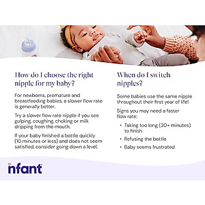 nfant | Slow Flow Nipple, Purple (6ml/min), 4-Pack