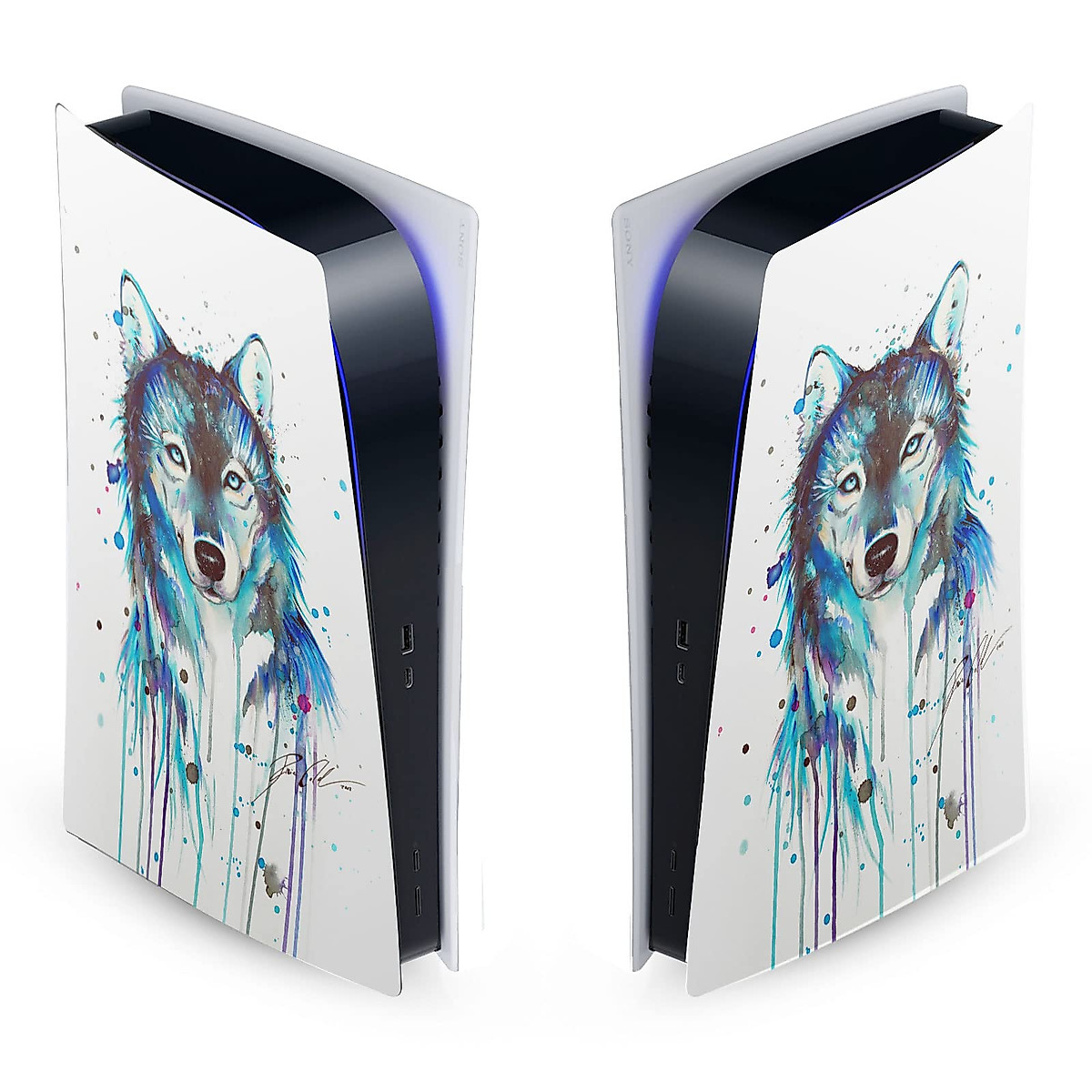 Head Case Designs Officially Licensed Pixie Cold Ice Wolf Art Mix Vinyl Faceplate Sticker Gaming Skin Case Cover Compatible with Sony Playstation 5 PS5 Digital Edition Console