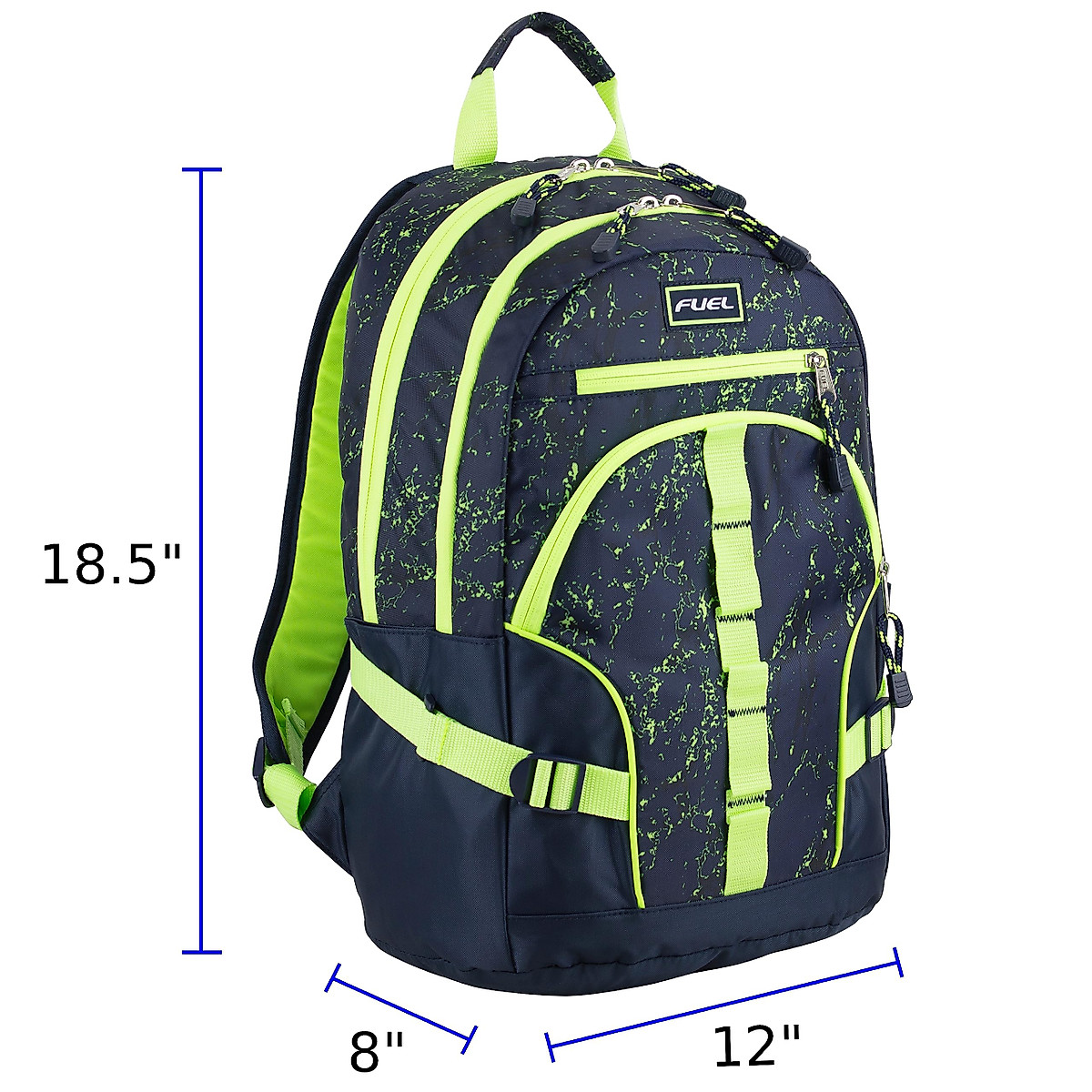 FUEL Dynamo Active Backpack, Fits Most Laptops up to 15", Front Access Pockets, Padded Lumbar, Comfortable, Adjustable Straps - Navy Galaxy