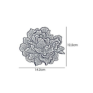 Sourcemall Sew on Peony Floral Patches, Embroidered Flower Appliques for DIY Clothing, Jackets, Jeans, Backpacks, Hats, Arts Craft Sew Making (Dark Blue Peony)
