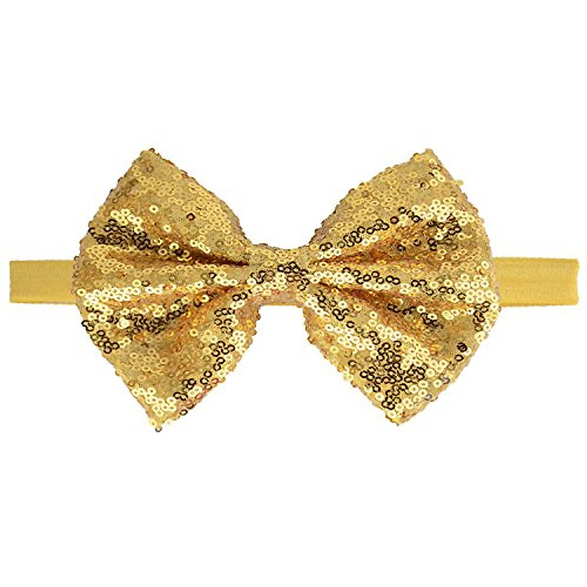 CÉLLOT 15pcs Baby Girl Headbands Sparkly Glitter Sequins 4" Big Hair Bows Ribbon Soft Stretchy Hair Bands for Infant Newborn and Toddlers