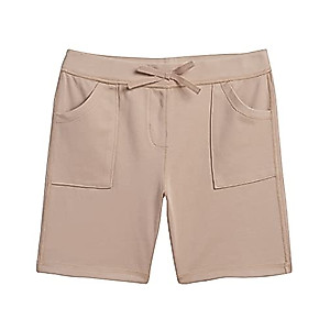 IZOD Girls' School Uniform Sensory-Friendly Soft Pull-on Short, Khaki, 7
