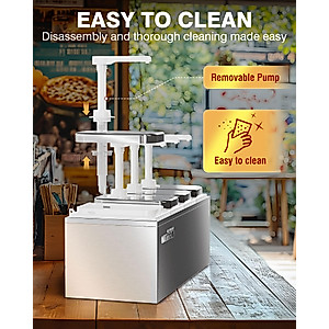 WantJoin Sauce Dispenser with 4 of 2.75 Quart/2.6 L Jars Stainless Steel Condiment Pump Station Commercial Ketchup Dispenser Pump Sauce Containers for Restaurant Salad Dressing Syrup Jam Salsa Sauce