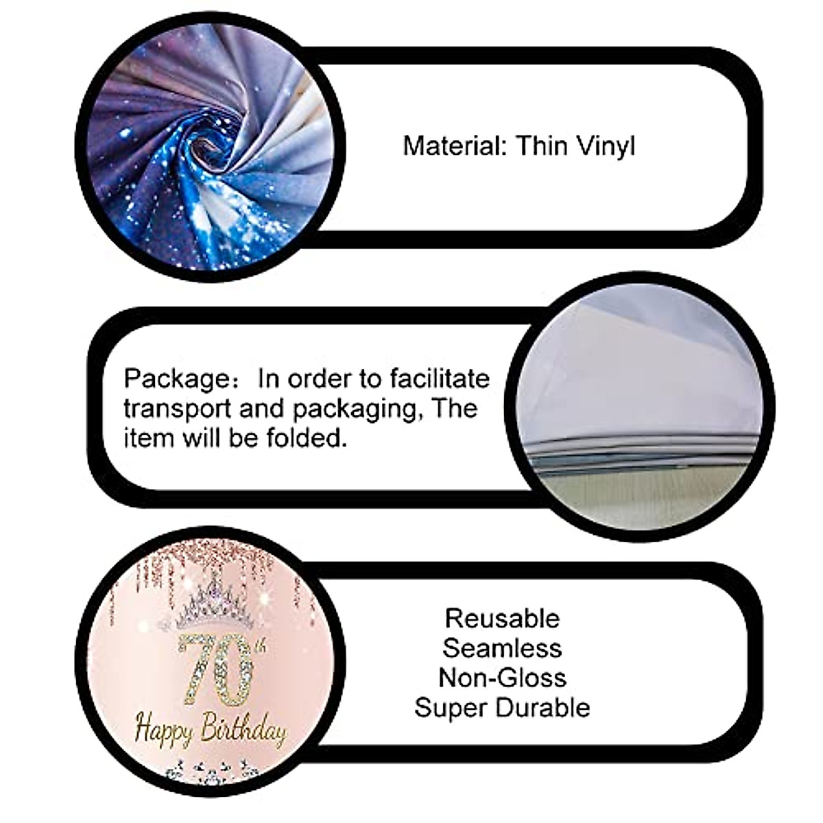 PHMOJEN 70th Birthday Backdrop for Women Pink Rose Gold Glitter Silver Diamonds 70 Year Old Birthday Party Decoration Photo Backdrop Happy 70 Bday Poster Vinyl 7x5ft Photo Booth Props BJGJPH44