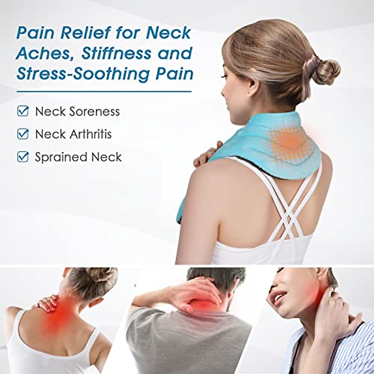 Microwave Heating pad for Neck Pain Relief, Lavender Microwavable Neck Wrap Moist Heat, Hand-Free Heated Neck Wrap for Cold & Warm Compress for Aches Sore Muscles, Tension, and Stress