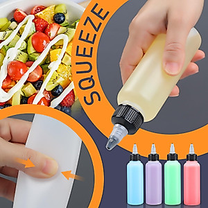 Yephets 32 Pack Semi-Transparent Boston Dispensing Bottles Empty Round LDPE Plastic Squeeze Dropper Bottles Squeeze Bottles with Twist Top Cap for Liquids Oils Art Crafts Kitchen Household (4 oz)