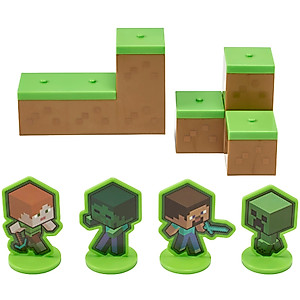 DecoSet® Mobs Beware Minecraft Cake Topper, 6-Piece Stackable Cake Decoration, Interlocking 3D Blocks With Characters, Food Safe Birthday Cake Decoration