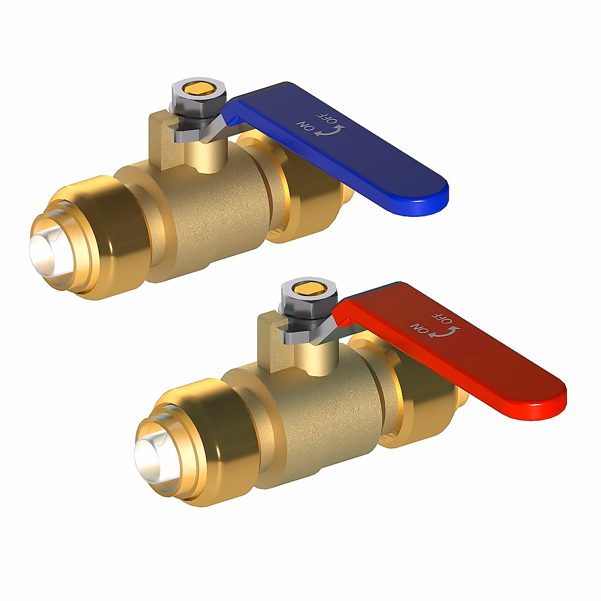 Hourleey 2 Pieces 1/2 Inch Push-Fit Full Port Ball Valve for Hot and Cold Water with Disconnect Clip, Water Stop Shut Off, 1 Piece Each