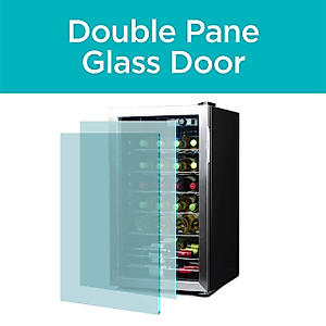 BLACK+DECKER Wine Cooler Refrigerator, 26 Bottle Compressor Cooling Wine Fridge with Blue Light & LED Display, Freestanding Wine Cooler, BD61536