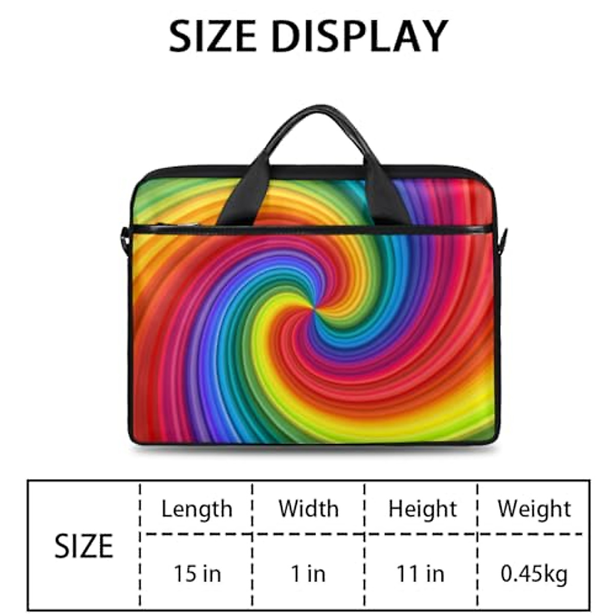 Coloful Tie Dye Laptop Computer Bag Waterproof Shoulder Messenger Bag 13-15 inch Durable Laptop Tote Bag with Shoulder Strap Handle Lightweight Crossbody Briefcase