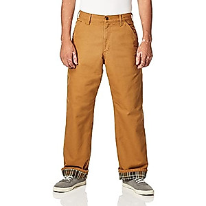 Carhartt Men's Loose Fit Washed Duck Flannel-Lined Utility Work Pant, Carhartt Brown, 40W x 30L
