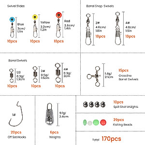 170PCS Pack Fishing Accessories Kit for Saltwater, 3600 Fishing Tackle Box