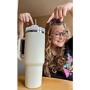 Extourber 40 OZ Tumbler with Handle and Straw, Insulated Water Tumbler for Home,Office or Car - Reusable Iced Coffee Cup,Double Vacuum Stainless Steel Travel Coffee Mug,Keep Hot/Cold for Hours (Dune)