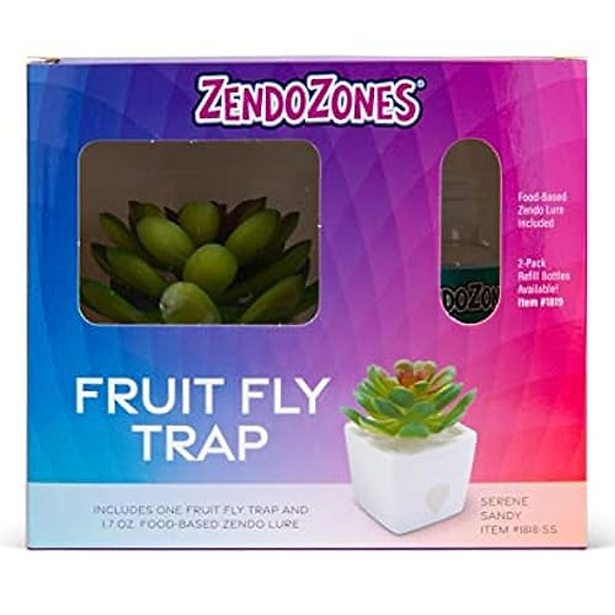 ZendoZones Fruit Fly Trap with Zendo Lure, Mellow Molly with Plastic White Base, Refillable and Reusable