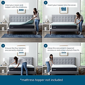 Lucid 4 Inch Mattress Topper Cover California King - Twin Mattress Cover with Zipper - White