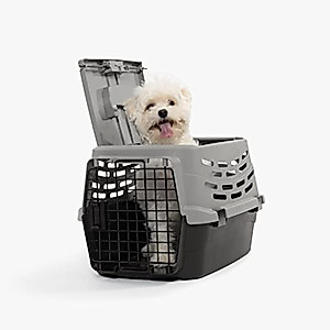 IRIS USA 19" Extra Small Pet Travel Carrier with Front and Top Access, Black/Gray