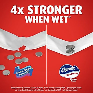 Charmin Toilet Paper Ultra Strong Clean Touch, 18 Family Mega Rolls = 90 Regular Rolls (Packaging May Vary), Household Essentials, Bathroom Essentials
