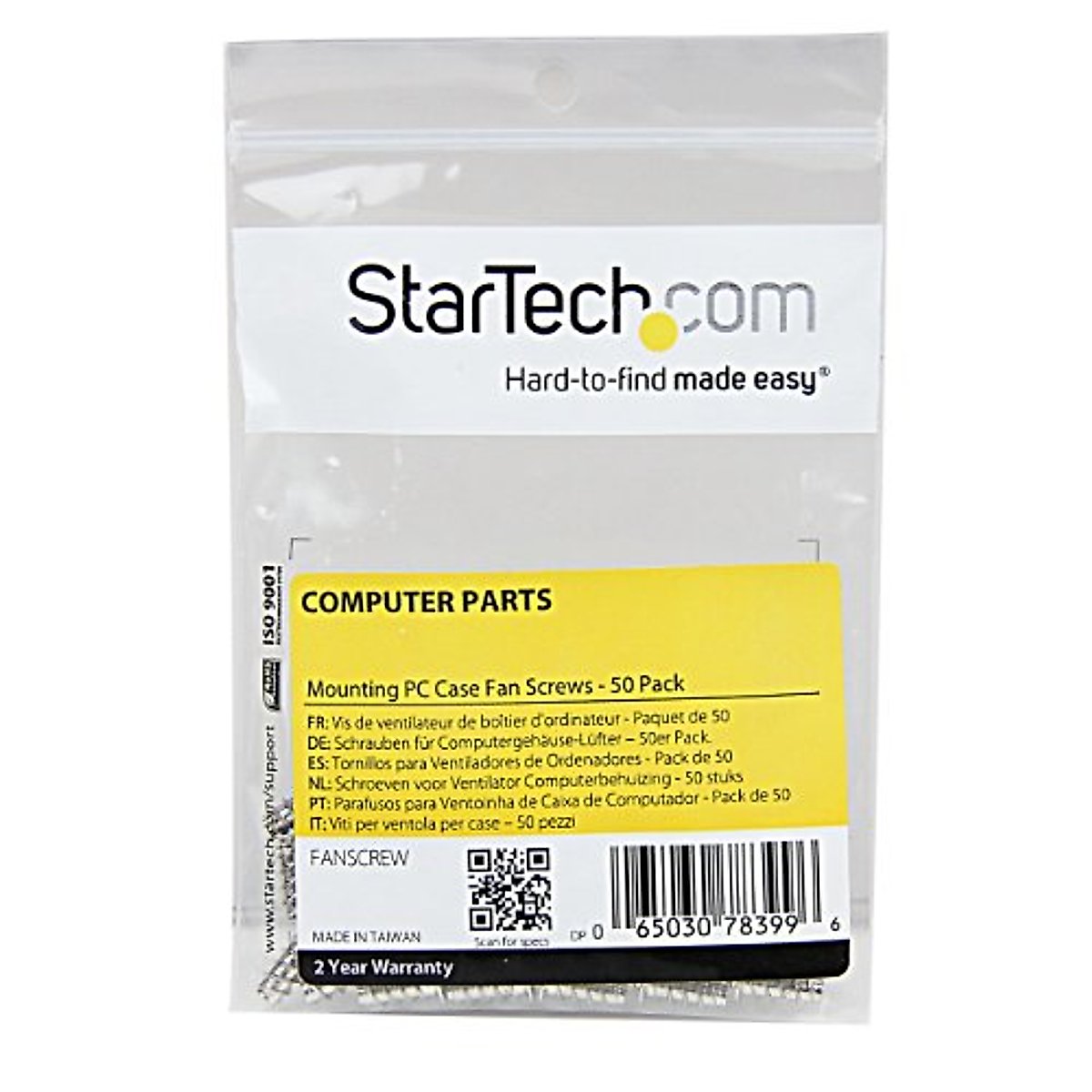 StarTech.com Screws for Case Fan Mounting - Screw kit - 0.4 in (Pack of 50), TAA (FANSCREW)