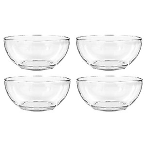 Clear Glass Bowls, 6 in. for Kitchen Prep, Dessert, Dips, Soups, Salads, Cereal, and Candy Dishes or Nut Bowls (4)