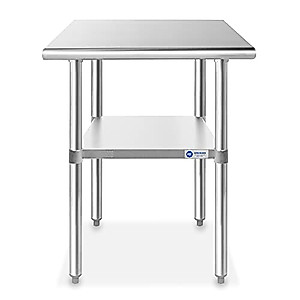 GRIDMANN Stainless Steel Work Table 30 x 24 Inches, NSF Commercial Kitchen Prep Table with Under Shelf for Restaurant and Home