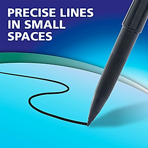 EXPO Vis-a-Vis Wet Erase Markers, Fine Point, Black, 12 Count