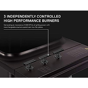 Everdure FURNACE 3-Burner Gas Grill, Liquid Propane Portable BBQ Grill with Die-Cast Aluminum Body and Fast-Ignition Technology, 466 Square Inches of Grilling Surface, Adjustable Height, Matte Black