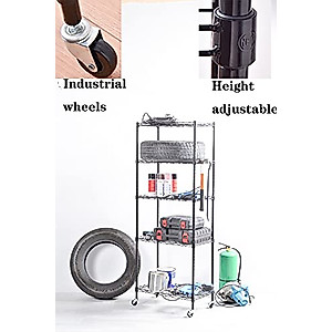 2YOU 5-Shelf Storage Shelves Height Adjustable, Heavy Duty Metal Shelving Unit, Garage Shelving Certified NSF, Steel Wire Rack Organizer for Warehouse/Kitchen/Bedroom, Black (14" DX24 WX59 H)