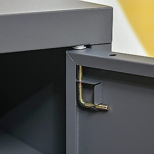 HOMCOM Industrial End Table, Living Room Side Table with Locker-Style Door and Adjustable Shelf, Grey