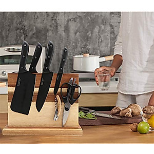 Resafy Magnetic Knife Holder Acacia Wooden Magnetic Knife Block Holder Rack Magnetic Universal Stands with Strong Enhanced Magnets Strip Kitchen Storage Cutlery Large Organizer 12 X 10