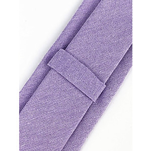 Secdtie Men's Skinny Tie Causal Cotton Solid Color Linen Narrow Slim cut Necktie (One Size, Lavender)