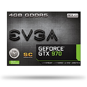 EVGA GeForce GTX 970 4GB SC GAMING ACX 2.0, 26% Cooler and 36% Quieter Cooling Graphics Card 04G-P4-2974-KR