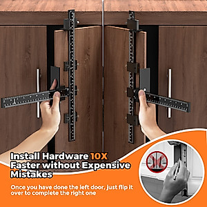 Cabinet Hardware Jig Tool, Aiment All Aluminum Pull Jig with Extensions for Oversized Handles, Adjustable Punch Locator Drill Template Guide for Door & Drawer Front Knobs, Pulls and Shelf Pin Holes