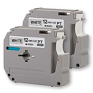 Colour-Store 2 PK Compatible Brother P-Touch M231 MK231 M-k231 Label Tape (0.47")12mm Wide X26.2ft Length ~1/2-Inch