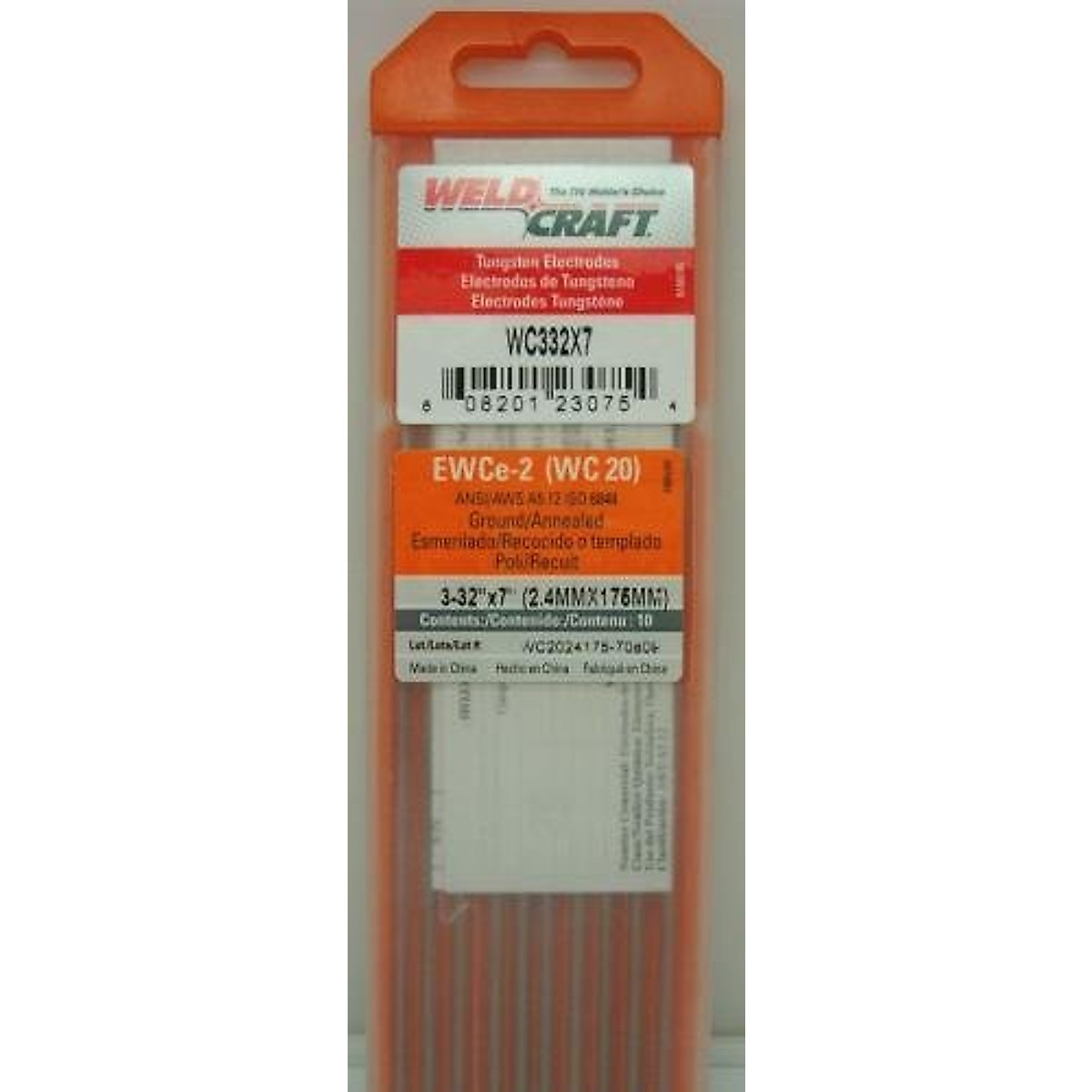 Tungsten Electrode, Ceriated, 3/32 in, PK10