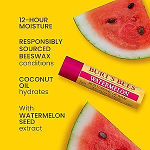 Burt's Bees Watermelon Lip Balm, Lip Moisturizer With Responsibly Sourced Beeswax, Tint-Free, Natural Conditioning Lip Treatment, 1 Tube, 0.15 oz.