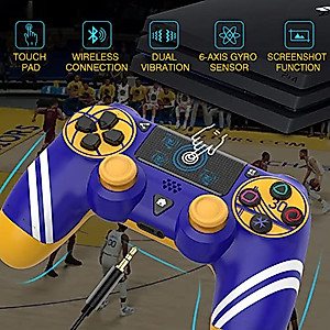 Akvwj P4 Controller Wireless Remote Compatible with Playstation 4/Slim/Pro with Dual Vibration/6-Axis Motion Sensor/Audio Collector's Basketball Elements