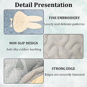 PINVNBY Washable Rabbit Cage Liners, Thickening Guinea Pig Cage Liners Bunny Bedding Small Animals Sleep Pad for Hamster Chinchilla Cats Puppies（27.5“ W x 59” L）